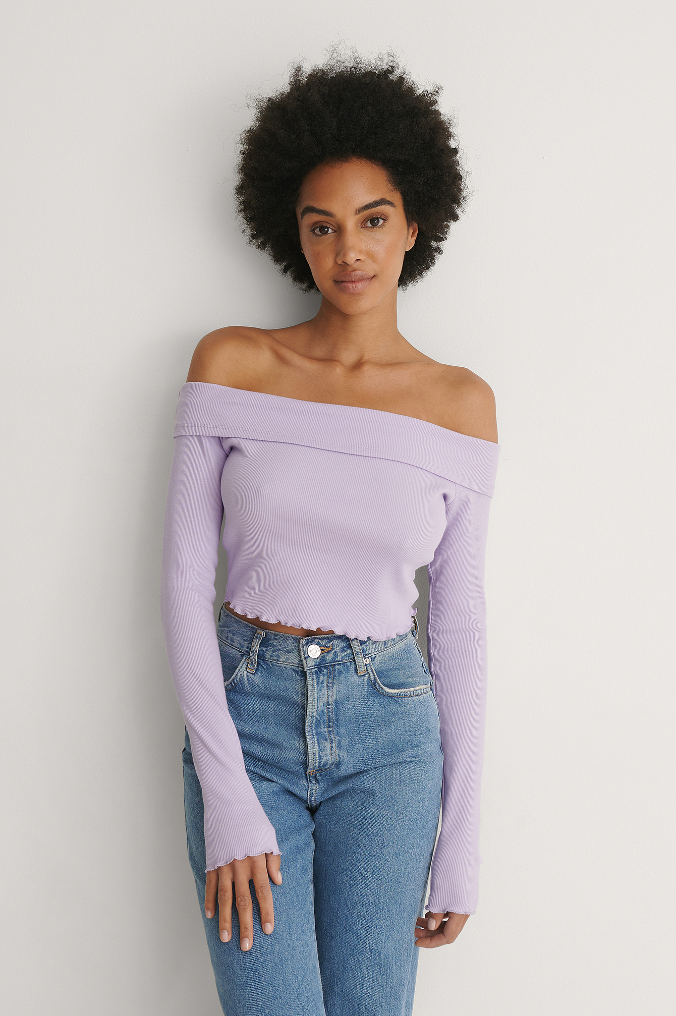 Haut à manches longues sans épaules Babylock Violet | NA-KD